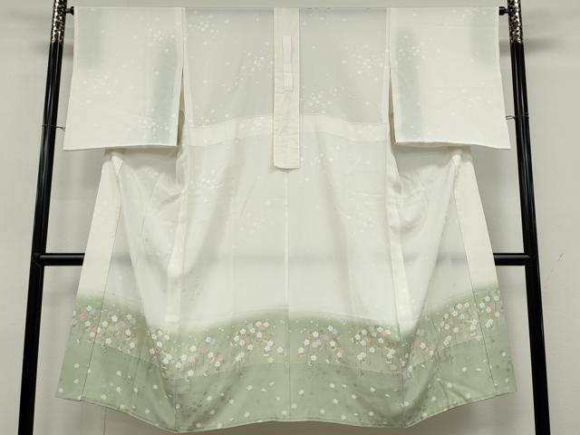 平和屋着物●長襦袢　無双仕立て　枝垂れ桜文　暈し染め　金彩　正絹　逸品　CABA8159ut