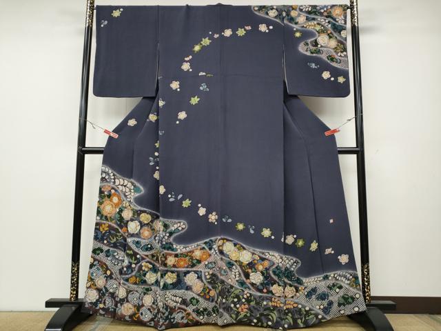 平和屋着物●訪問着　作家物　辻が花　絞り　鬼しぼ縮緬　正絹　逸品　CABA8196ut