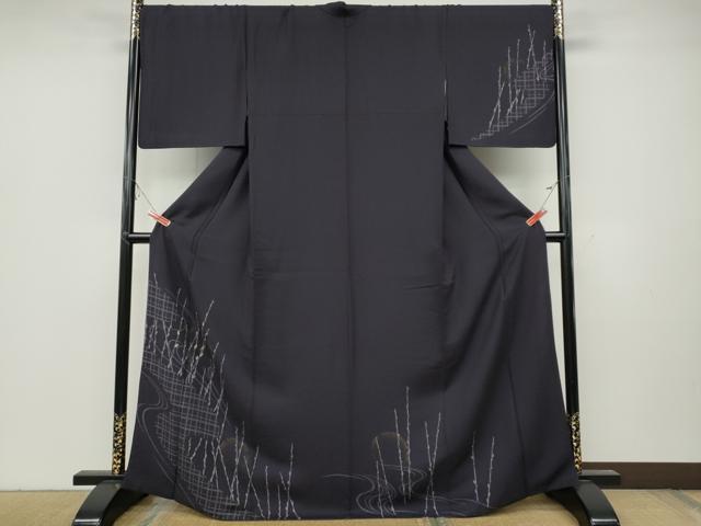 平和屋着物●訪問着　駒刺繍　雪輪草葉文　金彩　正絹　逸品　CABA8209ut