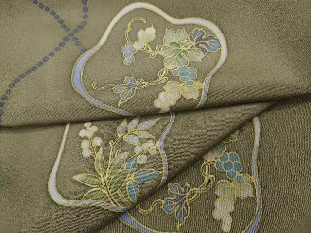 平和屋着物●上質な小紋　葡萄草花文　正絹　逸品　CABA8210ut