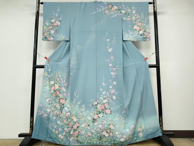 平和屋着物●訪問着　草花文　暈し染め　金彩　正絹　逸品　CABA8212ut