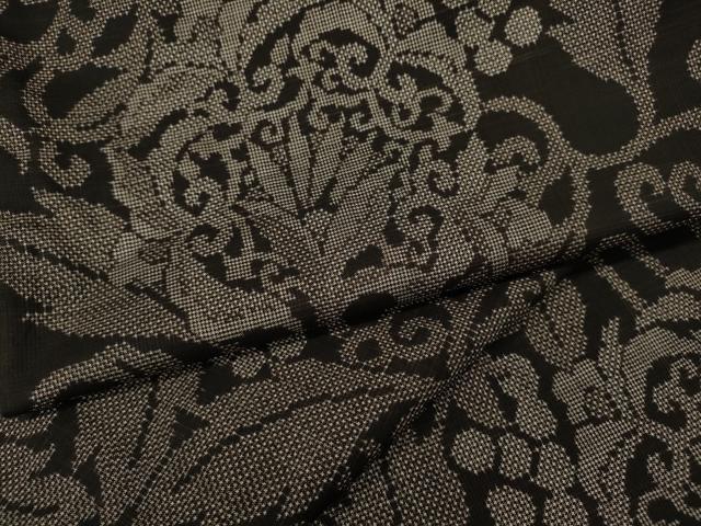 平和屋着物●本場大島紬　7マルキ　葡萄蔦の葉更紗花文　正絹　逸品　CABA8235ut