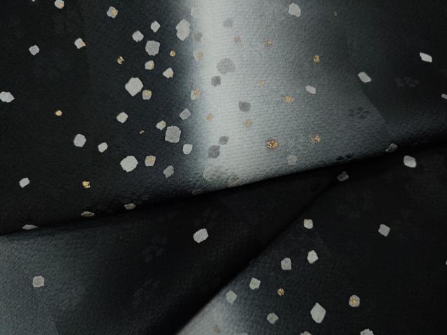 平和屋着物●上質な小紋　箔散らし　暈し染め　黒地　金彩　正絹　逸品　CABA8249ut