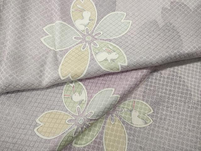 平和屋着物●長襦袢　無双仕立て　舞桜兎文　正絹　逸品　CABA8276ut