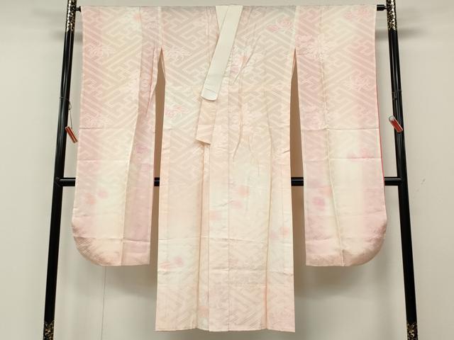 平和屋着物●振袖用長襦袢　無双仕立て　紗綾形花地紋　暈し染め　正絹　逸品　CABA8281ut
