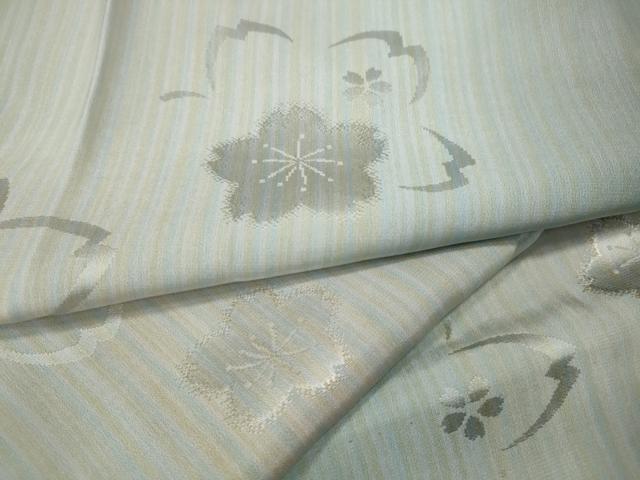 平和屋着物●長襦袢　無双仕立て　縞　舞桜地紋　暈し染め　正絹　逸品　CABA8290ut