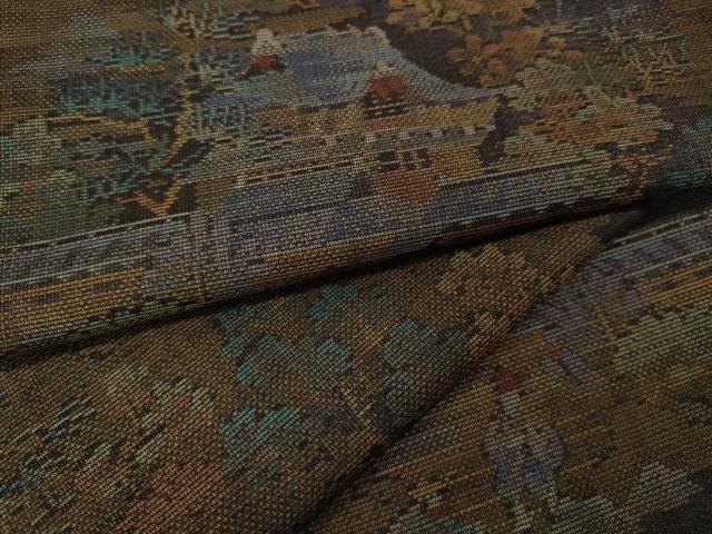 平和屋着物●本場大島紬　9マルキ　人物風景文　正絹　逸品　未使用　CABA8304ut