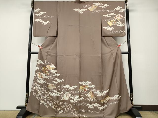 平和屋着物●訪問着　駒刺繍　冊子草花文　金彩　正絹　逸品　CABA8311ut