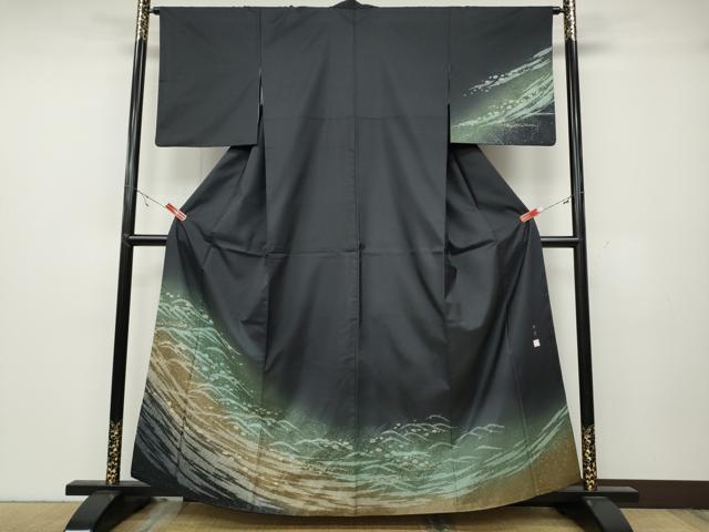 平和屋着物●訪問着　本場縞大島　作家物　谷口邦彦　立波文　暈し染め　正絹　逸品　CABA8317ut