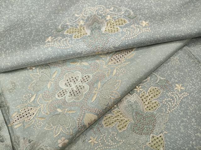 平和屋着物●中国三大刺繍　スワトウ刺繍　訪問着　本場大島紬　作家物　菱吉祥花文　暈し染め　正絹　逸品　CABA8320ut