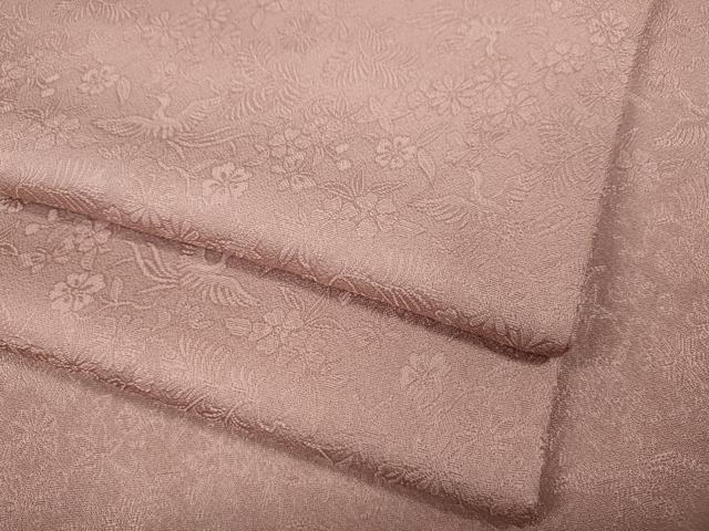 平和屋着物●上質な色無地　鳳凰花地紋　珊瑚色　正絹　逸品　CABA8334ut