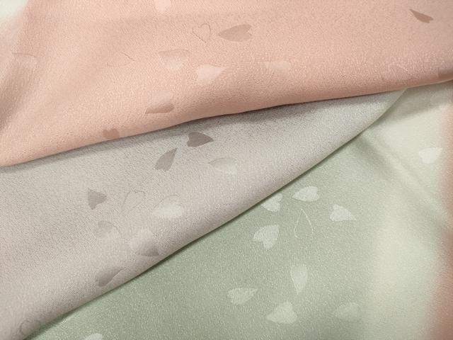 平和屋着物●長襦袢　袷　斜線文　暈し染め　半衿刺繍　正絹　逸品　CABA8348ut