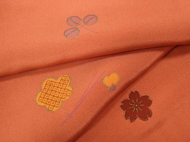 平和屋着物●長襦袢　無双仕立て　こぼれ松葉舞花文　金彩　正絹　逸品　CABA8359ut