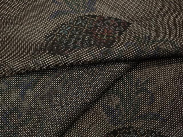 平和屋着物●本場大島紬　9マルキ　地紙花唐草文　やまと誂製　正絹　逸品　未使用　CABA8372ut