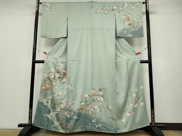 平和屋着物●訪問着　立波船枝花文　暈し染め　金彩　正絹　逸品　CABA8377ut