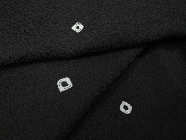 平和屋着物●上質な小紋　絞り　黒地　ロング丈　正絹　逸品　CABA8389ut