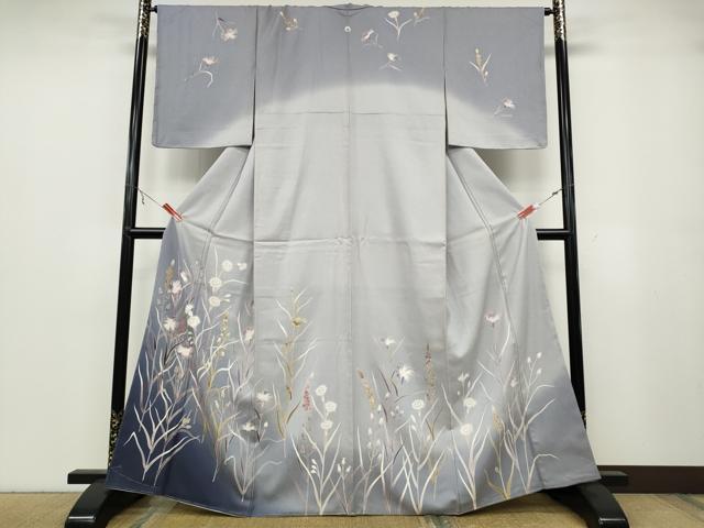 平和屋着物●訪問着　友禅　草花文　暈し染め　正絹　逸品　未使用　CABA8397ut