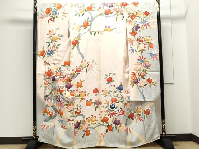 平和屋着物●豪華振袖　刺繍　枝橘　正絹　逸品　CABA8513th