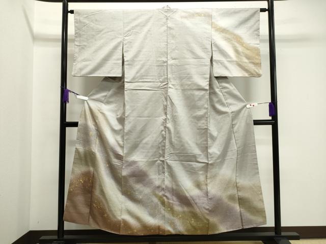 平和屋着物●訪問着　紬地　箔散らし文　金彩　ますいわ屋扱い　正絹　逸品　CABA8876dy