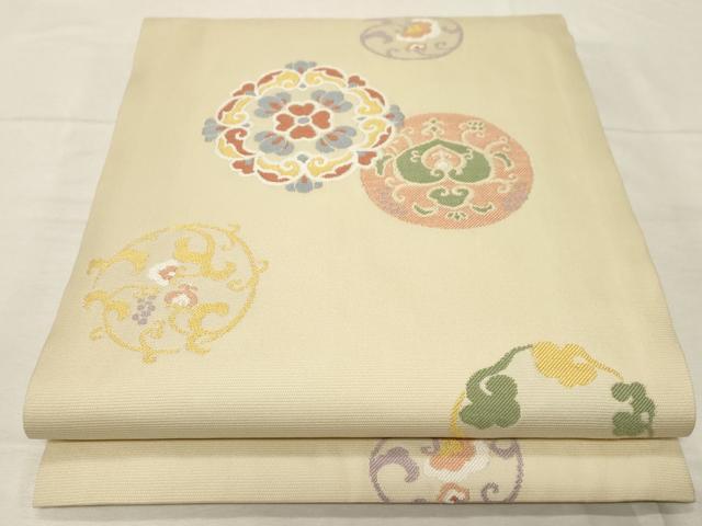 平和屋着物●西陣　川島織物　九寸開き名古屋帯　正倉院更紗花丸文　正絹　逸品　CABA9120dy