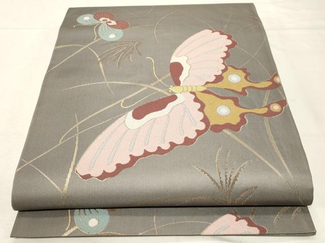 平和屋着物●世界的人形師　辻村寿三郎　ジュサブロー　六通柄袋帯　唐織　舞蝶文　金糸　正絹　逸品　CABA9144dy