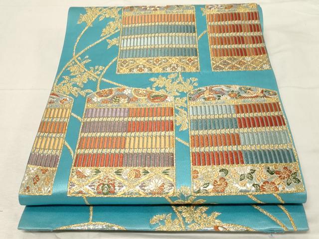 平和屋着物●六通柄袋帯　草花鎧縅文　金銀糸　正絹　逸品　CABA9149dy