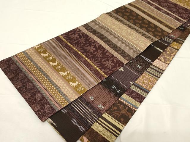 平和屋着物●両面　全通柄袋帯　花兎　荒磯　名物裂　金糸　やまと誂製　正絹　逸品　未使用　CABA9156dy