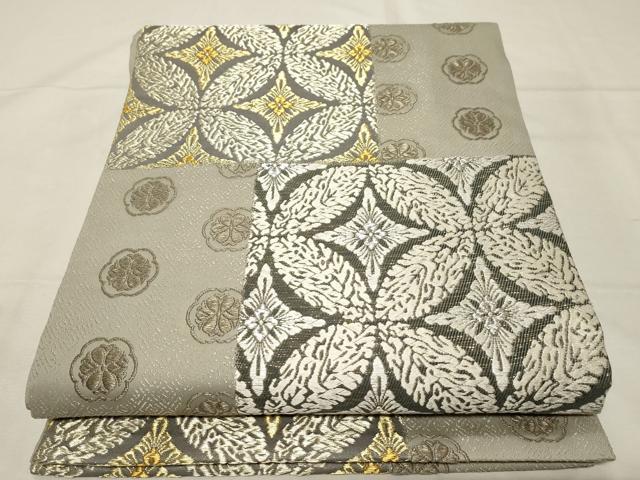 平和屋着物●六通柄袋帯　唐織　室町時代　七宝花文　金銀糸　正絹　逸品　CABA9157dy