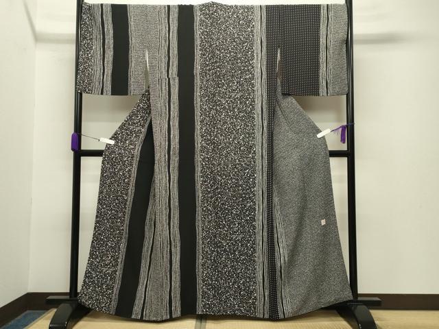 平和屋着物●訪問着　紀裳苑　吉祥間道　たたき染め　黒地　正絹　逸品　CABA9602gh