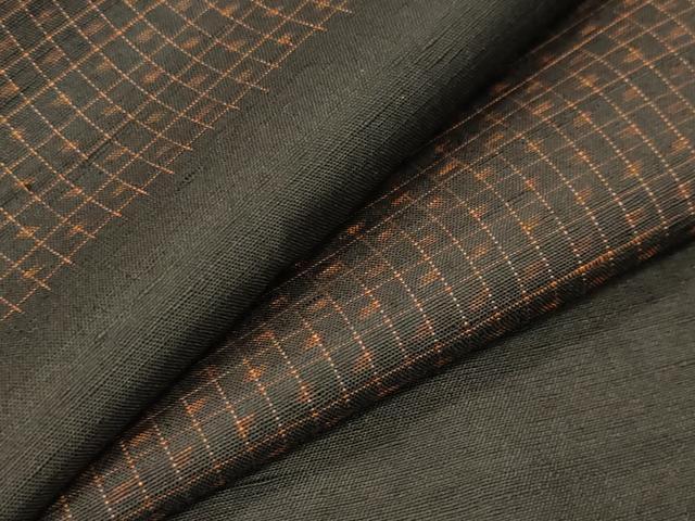 平和屋着物●国指定重要無形文化財　本場久米島紬　手織　横段文　正絹　逸品　CABA9604gh