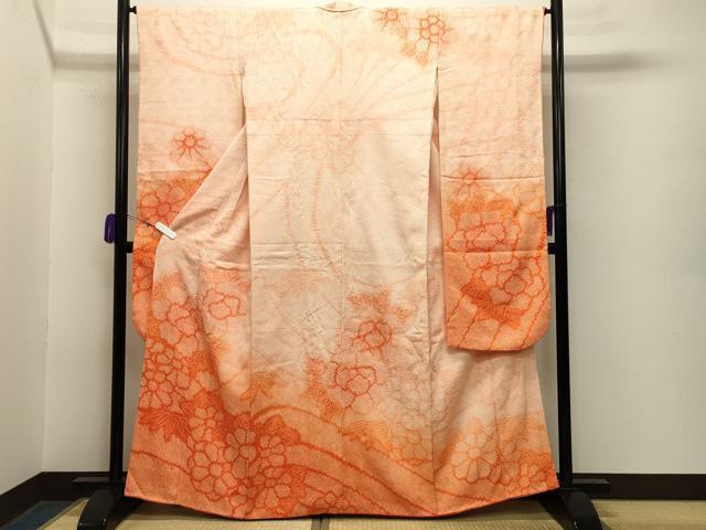 平和屋着物●豪華振袖　総絞り　舞花文　暈し染め　正絹　逸品　CABA9608gh