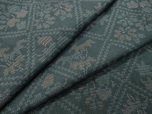 平和屋着物○結城紬 160亀甲 菱草花文 正絹 逸品 CABA9609gh