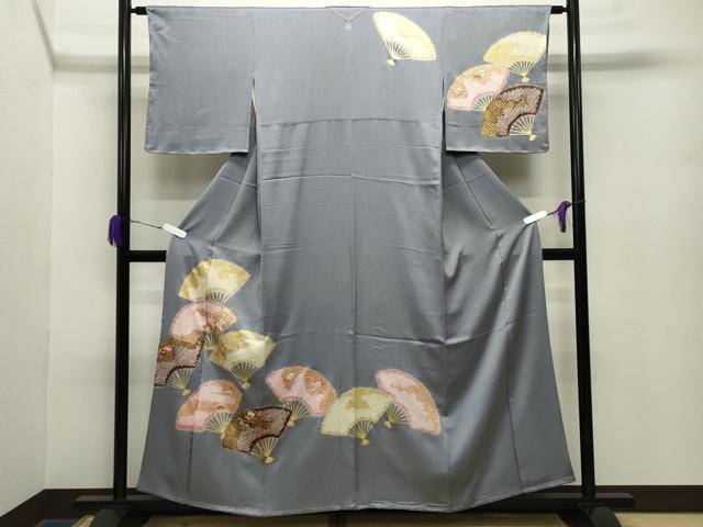 平和屋着物●創業460年・千總　訪問着　絞り　扇面花文　金彩　正絹　逸品　CABA9684gh