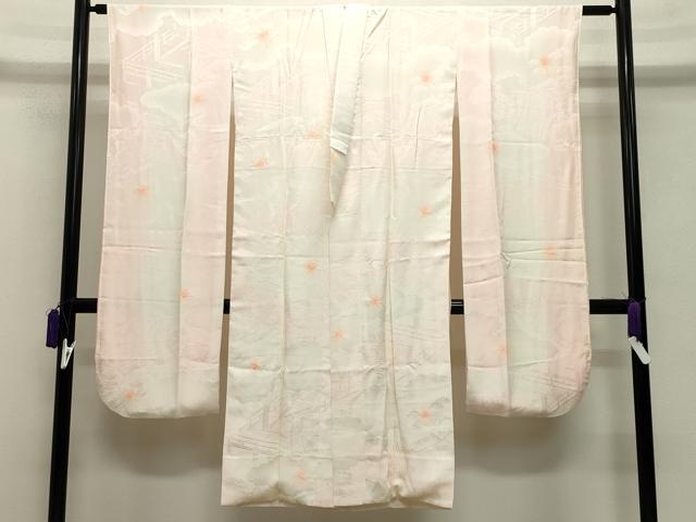 平和屋着物●振袖用長襦袢　袷　絞り　御所車扇面花地紋　暈し染め　正絹　逸品　CABA9718gh