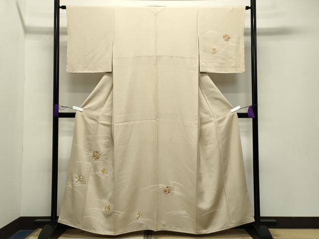 平和屋着物●中国三大刺繍　相良刺繍　訪問着　立波花丸文　金彩　ゑり善扱い　正絹　逸品　未使用　CABA9734gh