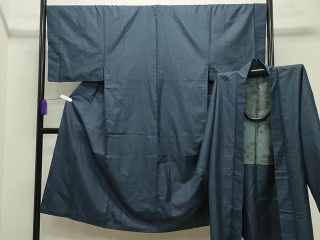 平和屋着物●男性　紬　アンサンブル　100亀甲　総詰め　正絹　逸品　CABA9763gh