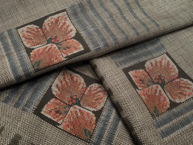 平和屋着物●本場大島紬　9マルキ　横段花文　正絹　逸品　CABA9786gh