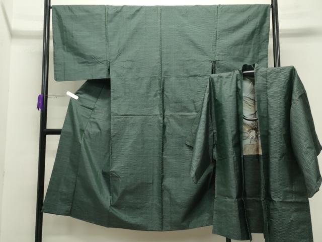 平和屋着物●男性　本場大島紬　アンサンブル　亀甲柄　正絹　逸品　CABA9862gh