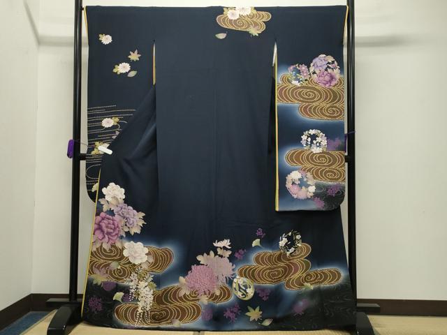 平和屋着物●豪華振袖　流水花文　暈し染め　金彩　正絹　逸品　CABA9917gh