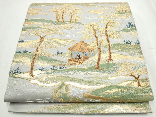 平和屋着物●龍村美術織物　たつむら　六通柄　本袋帯　涼風窓下錦　金糸　正絹　逸品　CABB0402hy