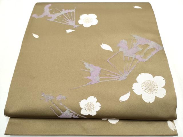 平和屋着物●世界的人形師　辻村寿三郎　ジュサブロー　六通柄袋帯　舞桜文　金糸　正絹　逸品　CABB0405hy