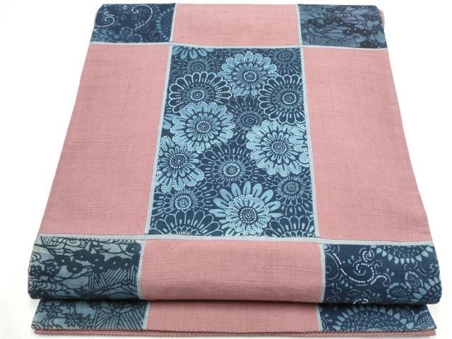 平和屋着物●中国三大刺繍　相良刺繍　太鼓柄袋帯　紬地　菊唐草文　正絹　逸品　CABB0413hy