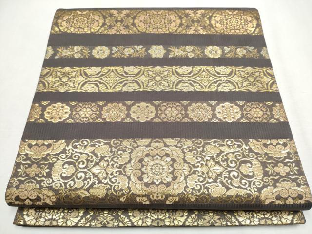 平和屋着物●西陣織　陰山織物謹製　箔屋清兵衛　六通柄袋帯　正倉院天平錦間道　金糸　正絹　逸品　CABB0414hy