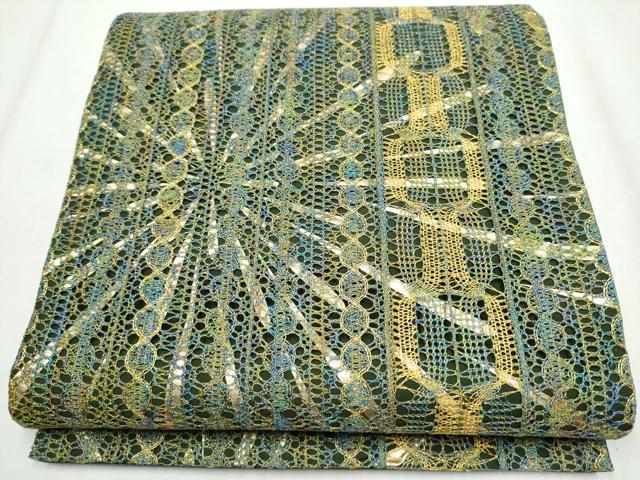 平和屋着物●全通柄袋帯　リボン織　吉祥文　金糸　正絹　逸品　CABB0422hy