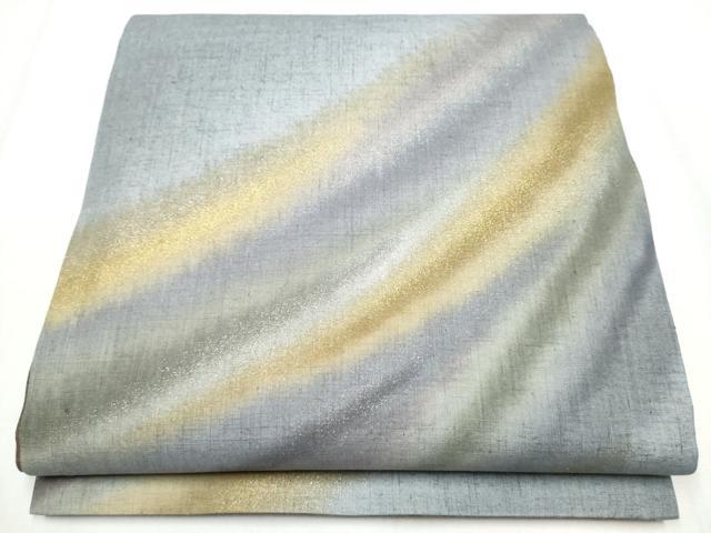 平和屋着物●五月みどりプロデュース　結城紬地　太鼓柄袋帯　紬地　斜線文　金銀彩　正絹　逸品　CABB0424hy