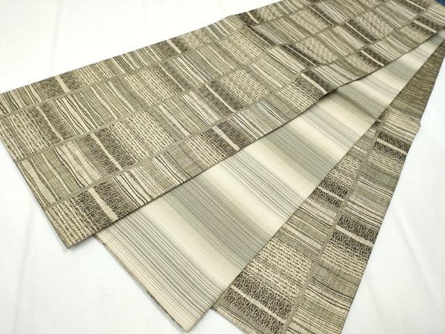 平和屋着物●両面　六通柄袋帯　組織　よろけ縞　金通し地　正絹　逸品　CABB0430hy