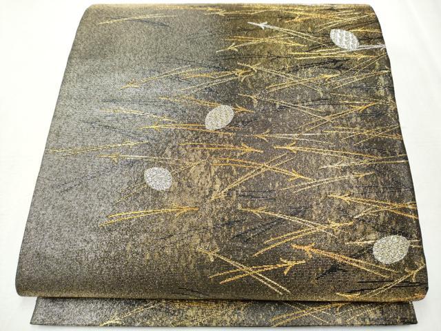平和屋着物●六通柄袋帯　こぼれ松葉文　金銀糸　引箔　正絹　逸品　CABB0434hy