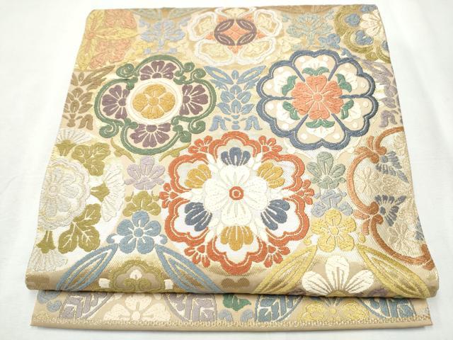 平和屋着物●六通柄袋帯　唐織　清雅草華文　金糸　正絹　逸品　CABB0438hy