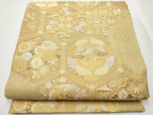 平和屋着物●六通柄袋帯　亀甲吉祥文　本金箔　正絹　逸品　CABB0439hy