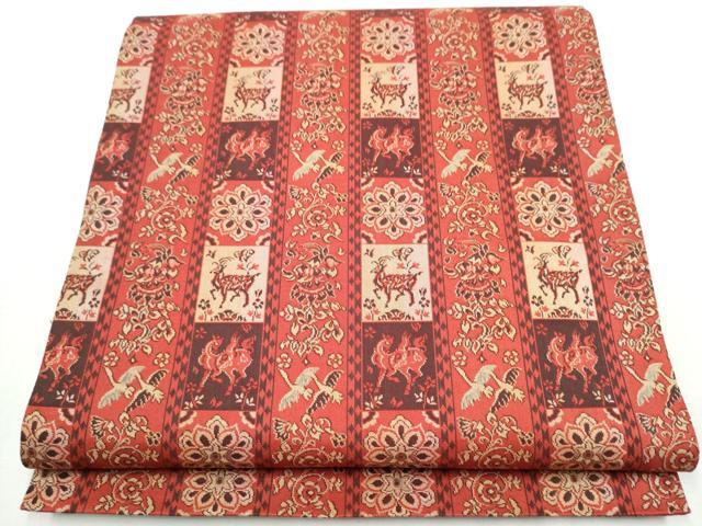 平和屋着物●両面　全通柄袋帯　動物間道　正絹　逸品　CABB0465hy